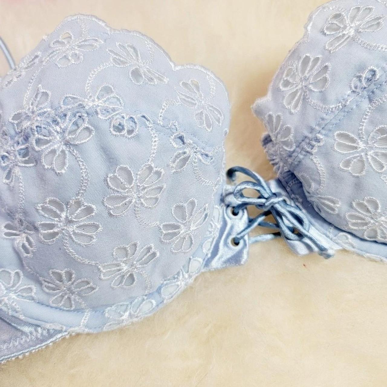 Victoria's Secret Baby Blue Cottage Bra 34C... - Depop