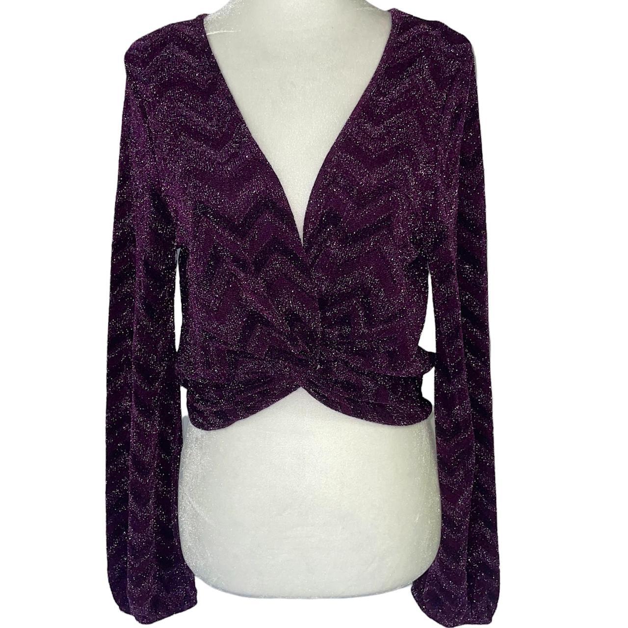 New Band of Gypsies Metallic Chevron Plunge V-Neck... - Depop