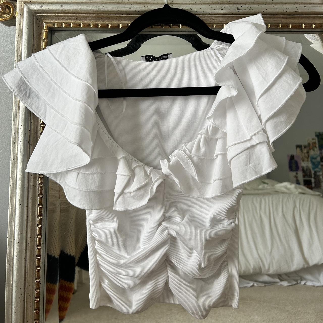 Zara Ruffle Top! Very flattering and cute, only worn... - Depop