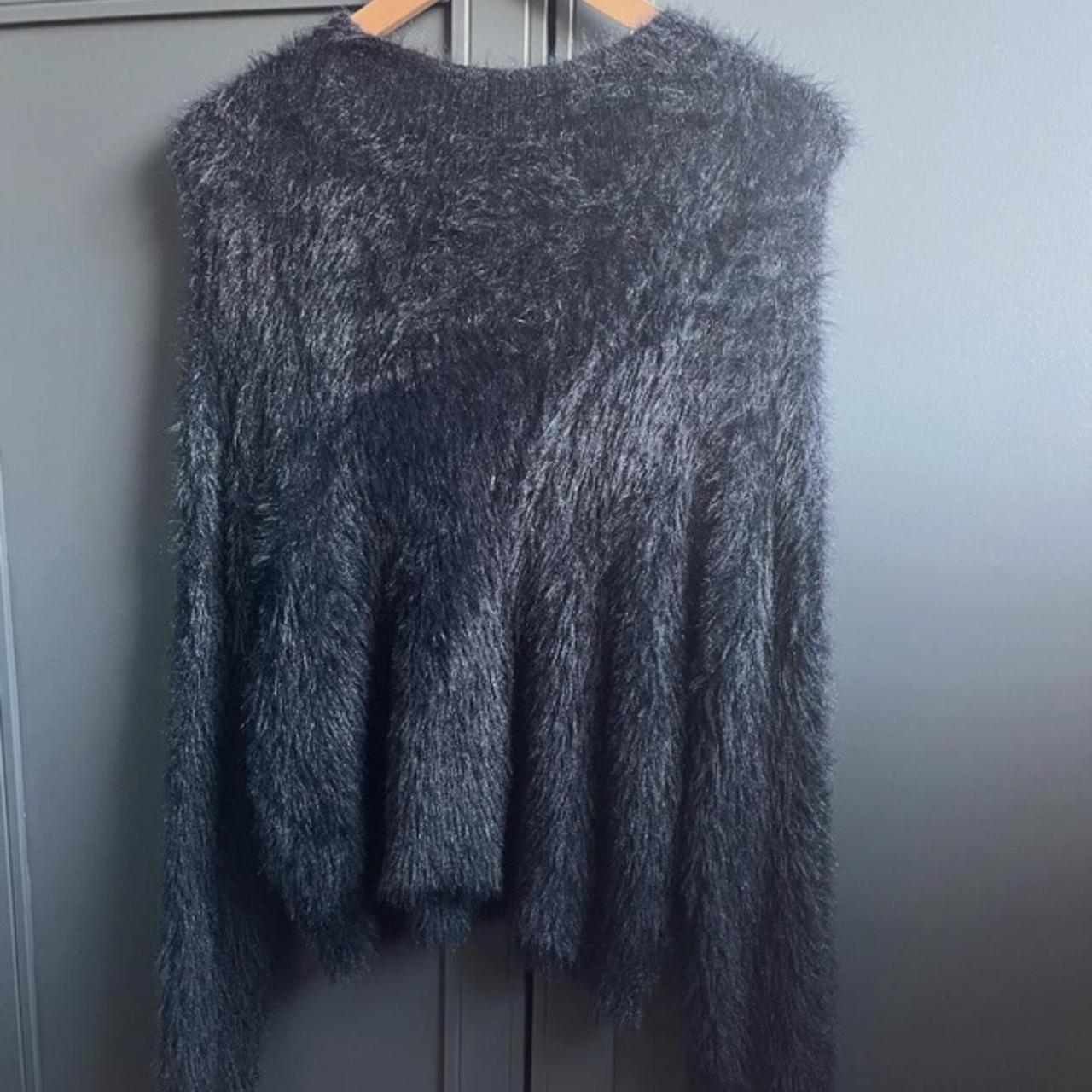 Urban Outfitters furry black jumper size medium - Depop