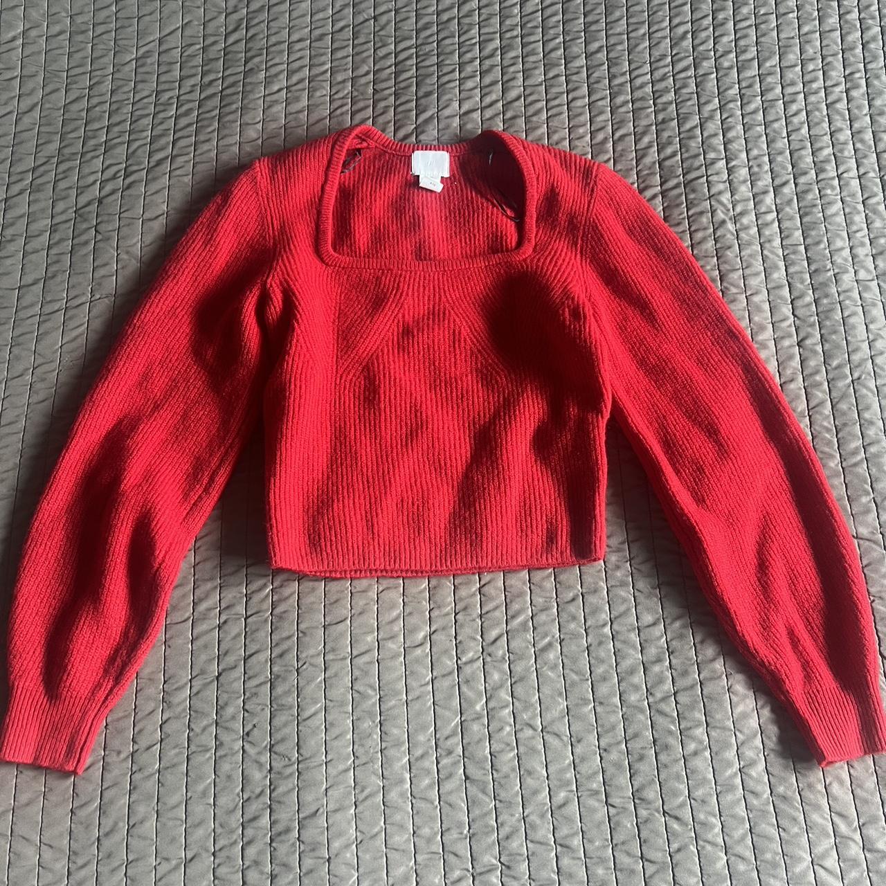 Red sweater with a square neck - Depop