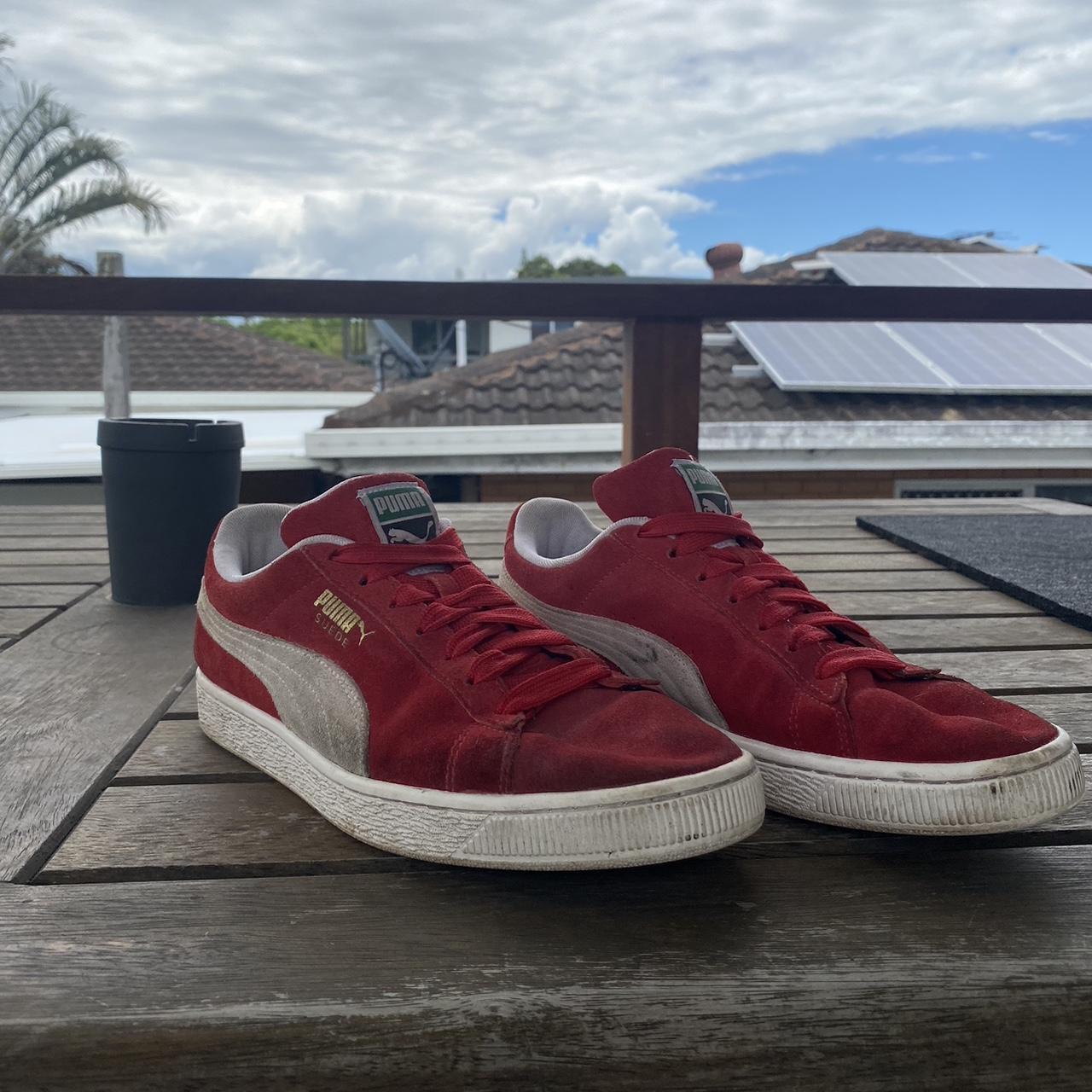 red puma sued classic - Depop