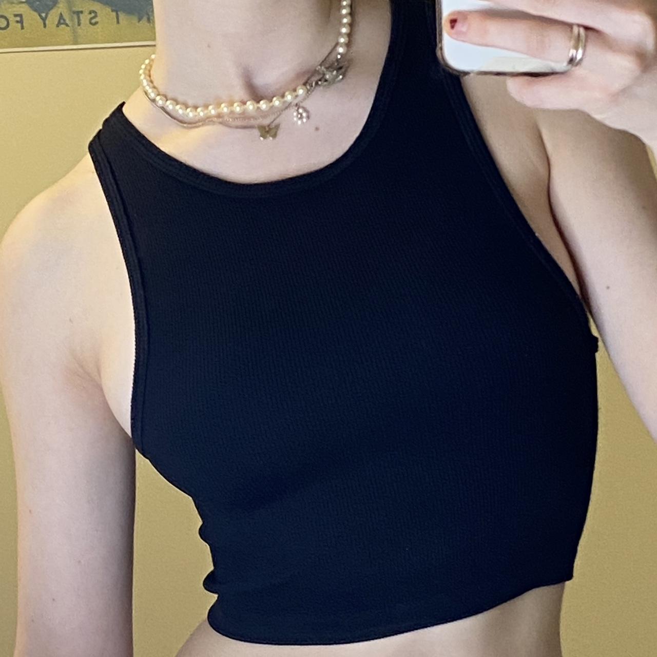 H&M Black Basic Tank Crop Top Size- XS #black #tank - Depop