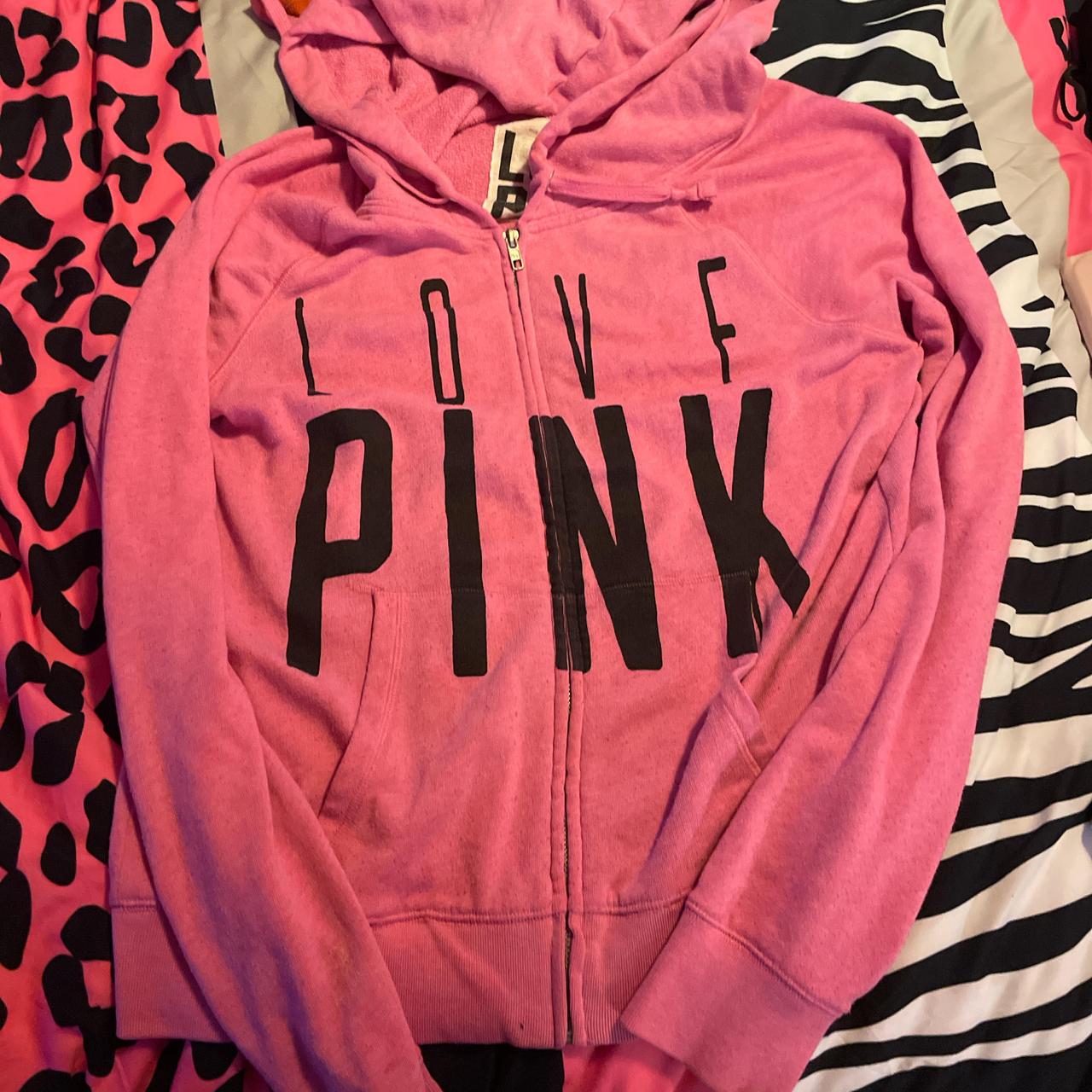 PINK victorias secret “love pink” full zip jacket!... | Depop