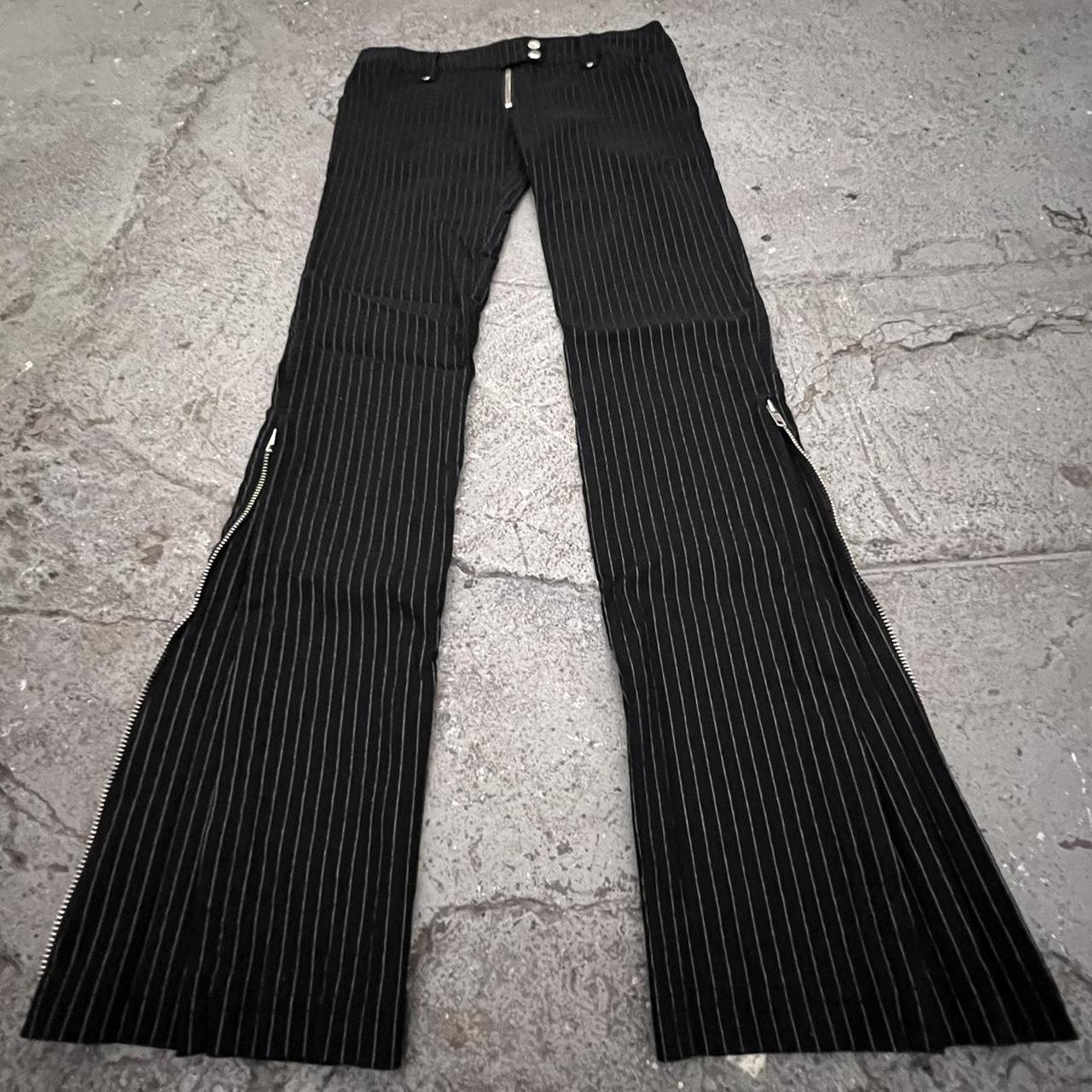 vintage lip service pinstripe flared pants. zip... - Depop