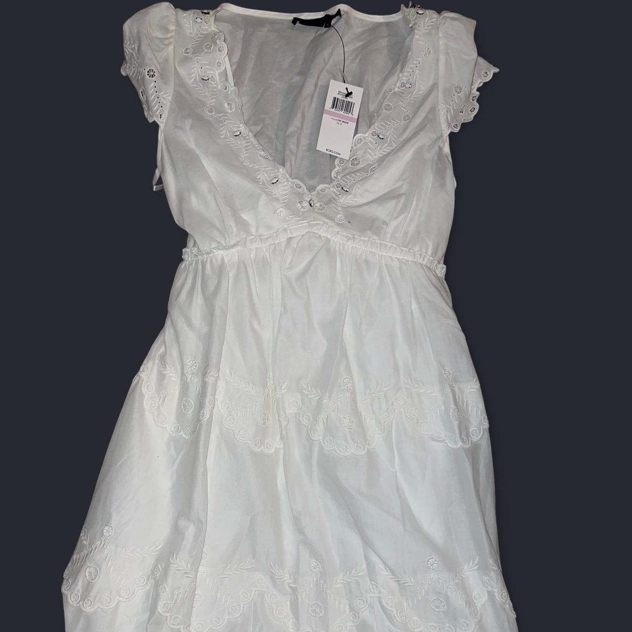 White lace babydoll dress with ruffles and lace... | Depop