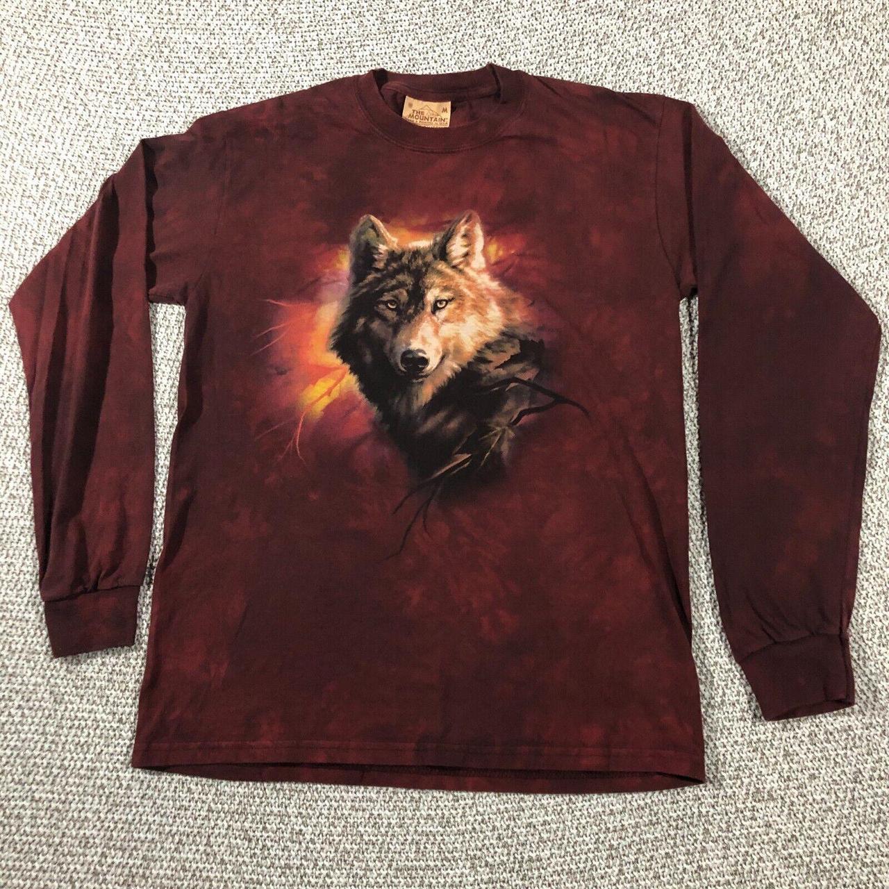 The Mountain Wolf Shirt Adult M Red Tie Dye Long... - Depop