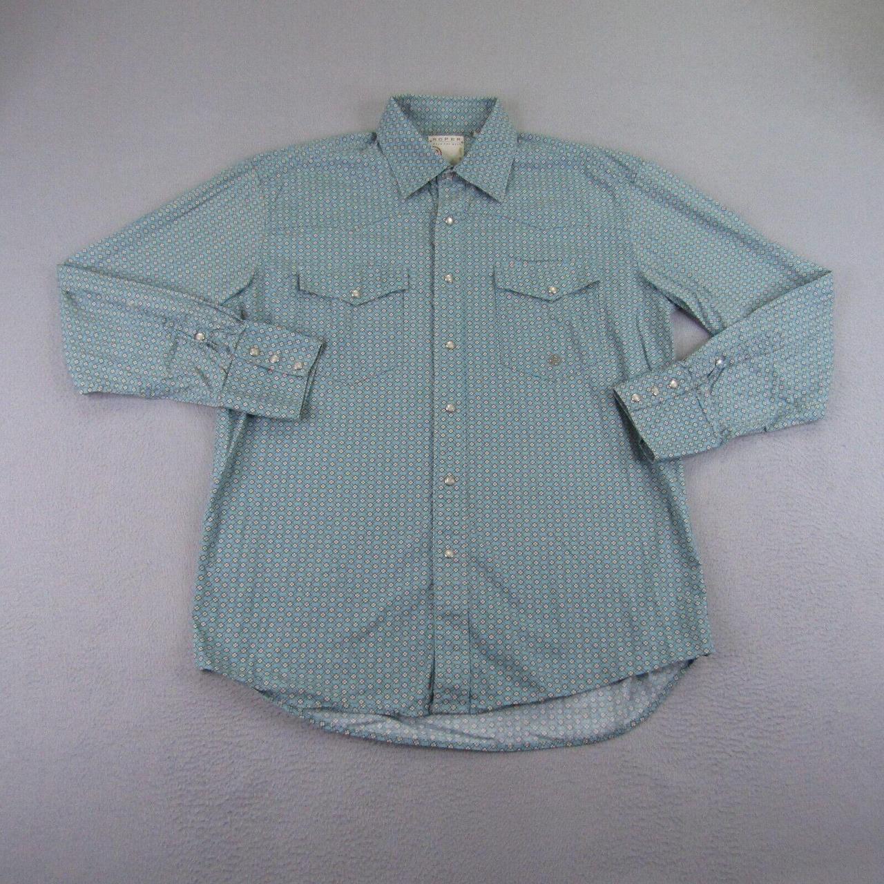 Roper Shirt Mens Medium Blue Western Pearl Snap... - Depop