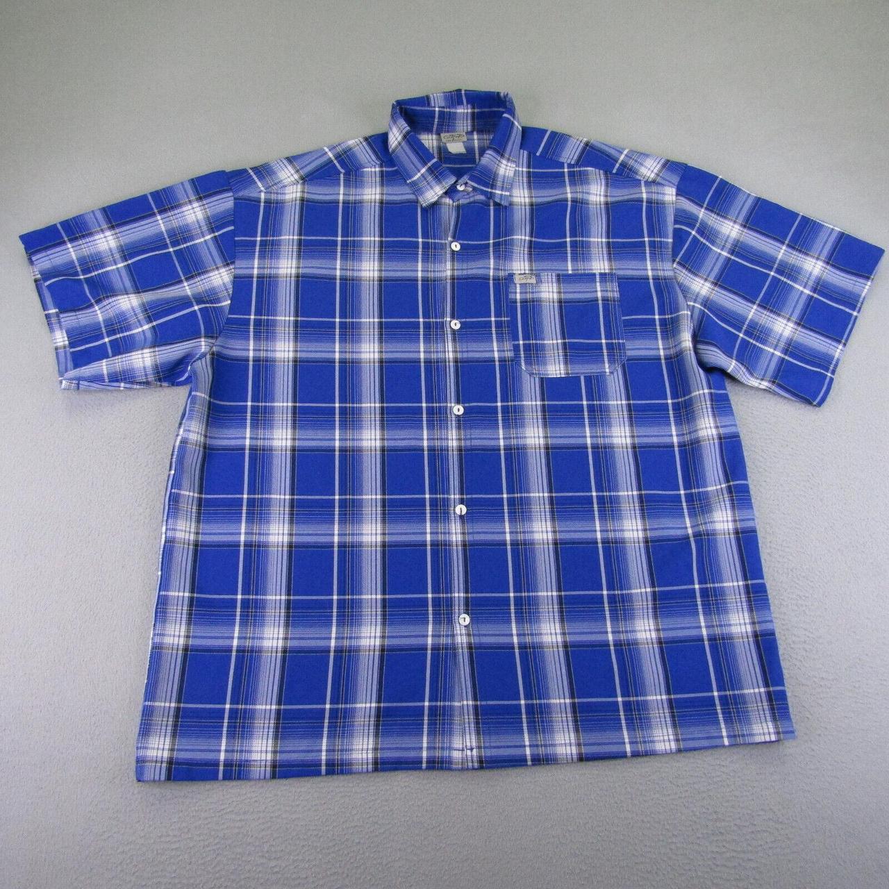 Vintage CalTop Shirt Mens 3XL Blue White Plaid... - Depop