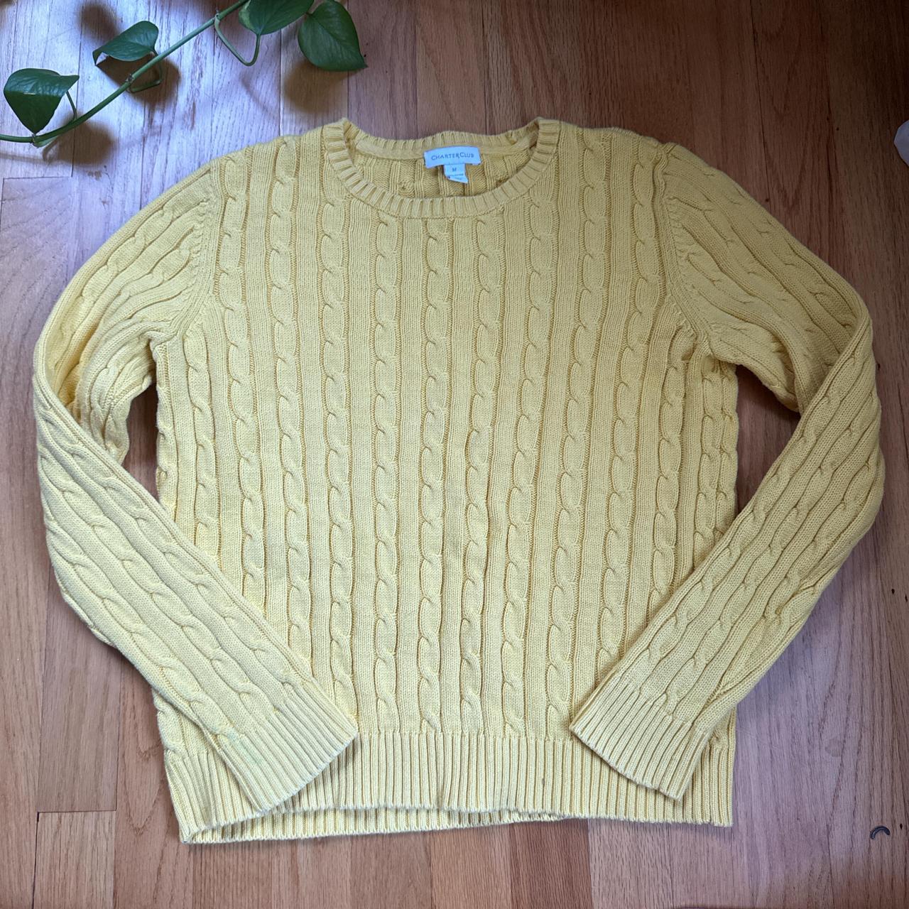 butter yellow cable knit sweater. perfect for the... | Depop
