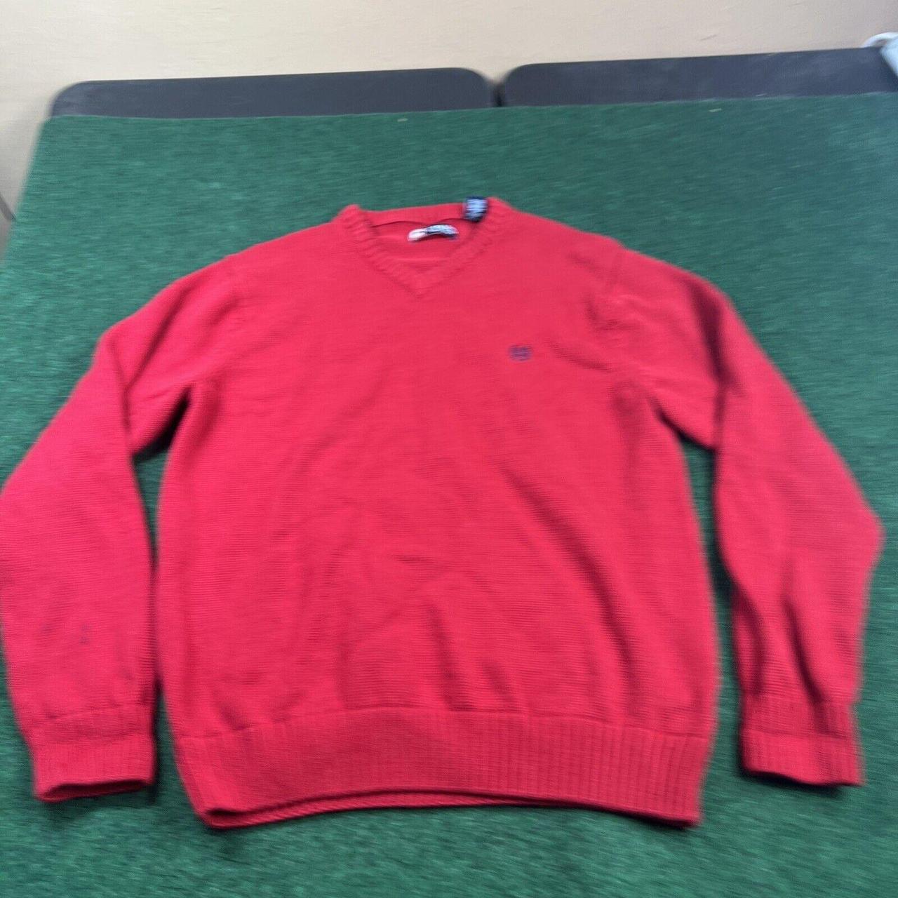 Adult Chaps Ralph Lauren Red V Neck Sweatshirt Size... - Depop