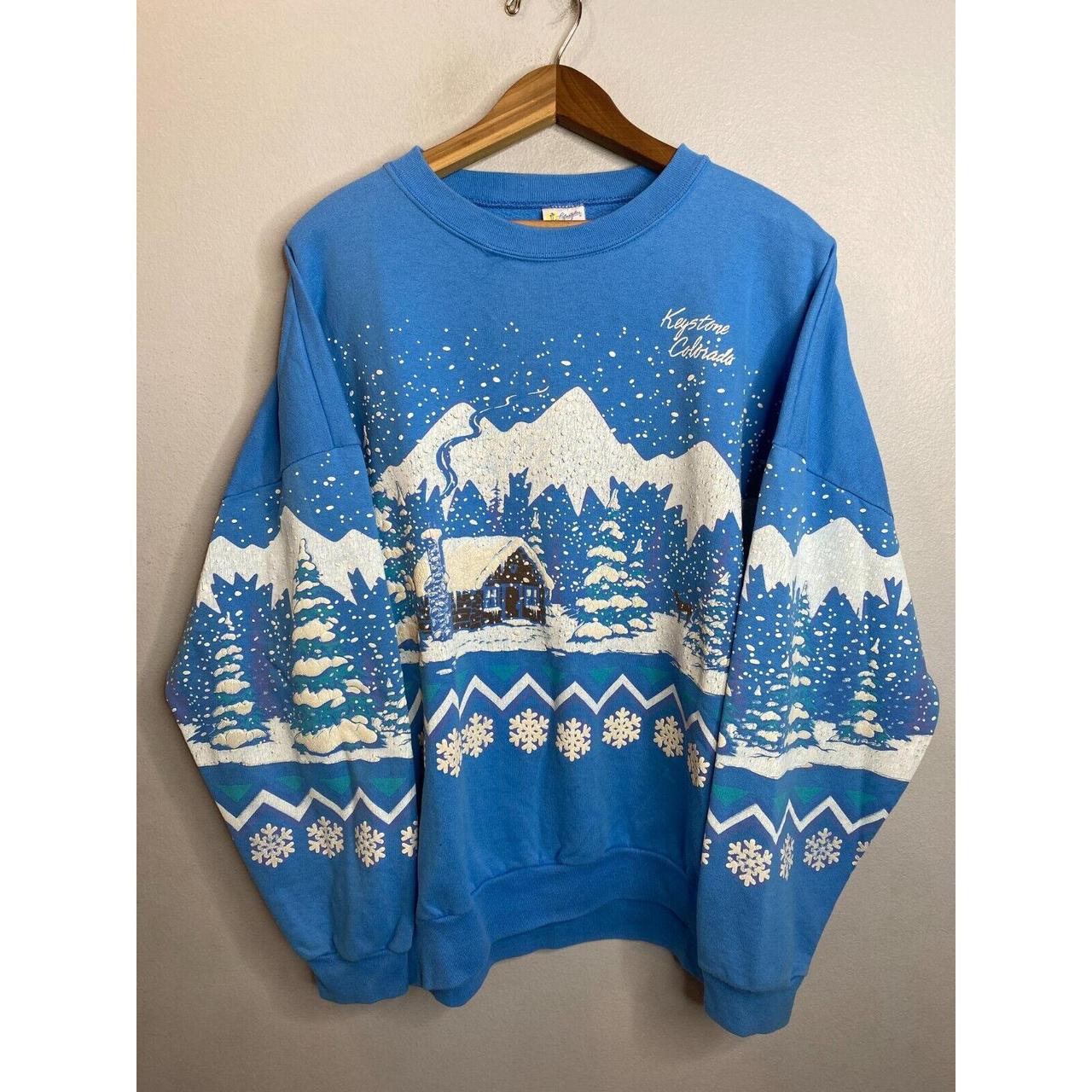 Vintage Keystone Colorado AOP Nature Crew Sweater... - Depop