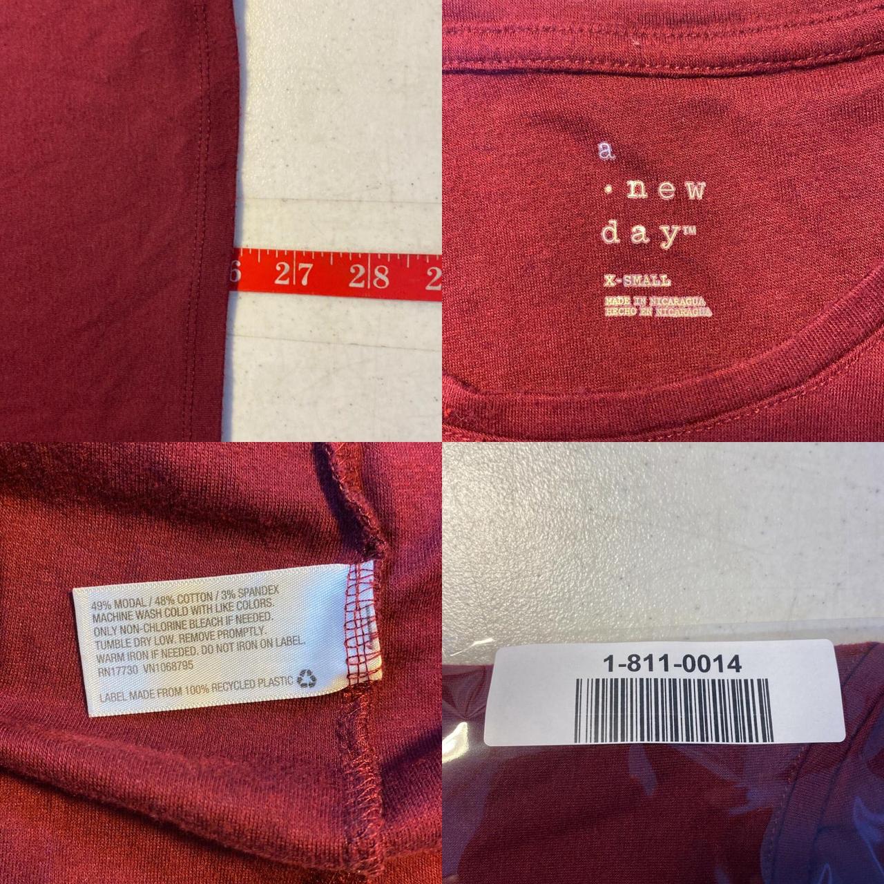 A New Day Womens Burgundy Short Sleeves Crew Neck... - Depop