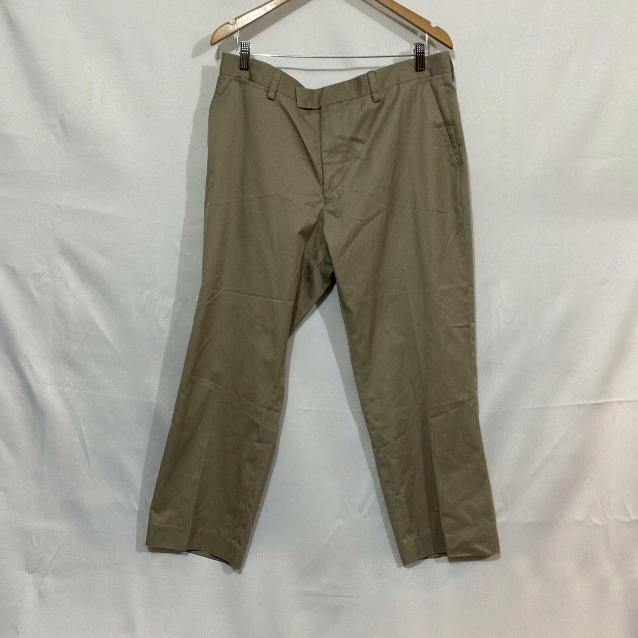 Madison Mens Khaki Flat Front Straight Leg Formal... - Depop