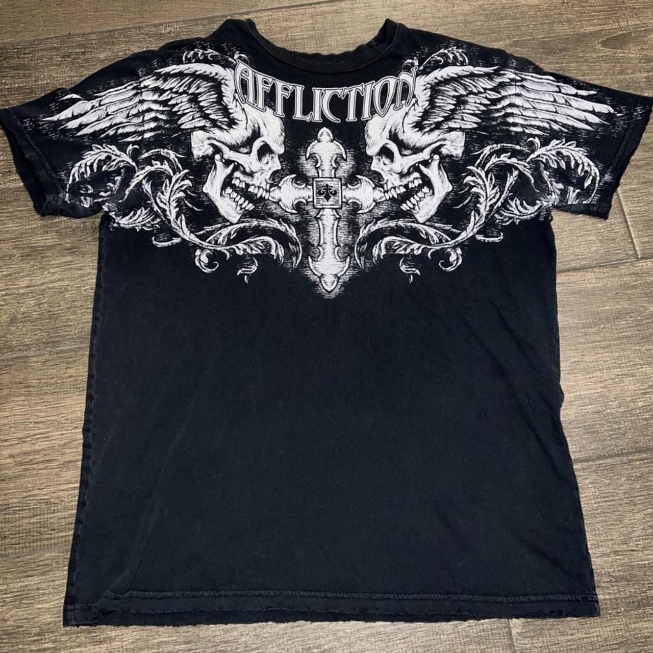 Affliction T shirt og double skull print DM BEFORE... - Depop