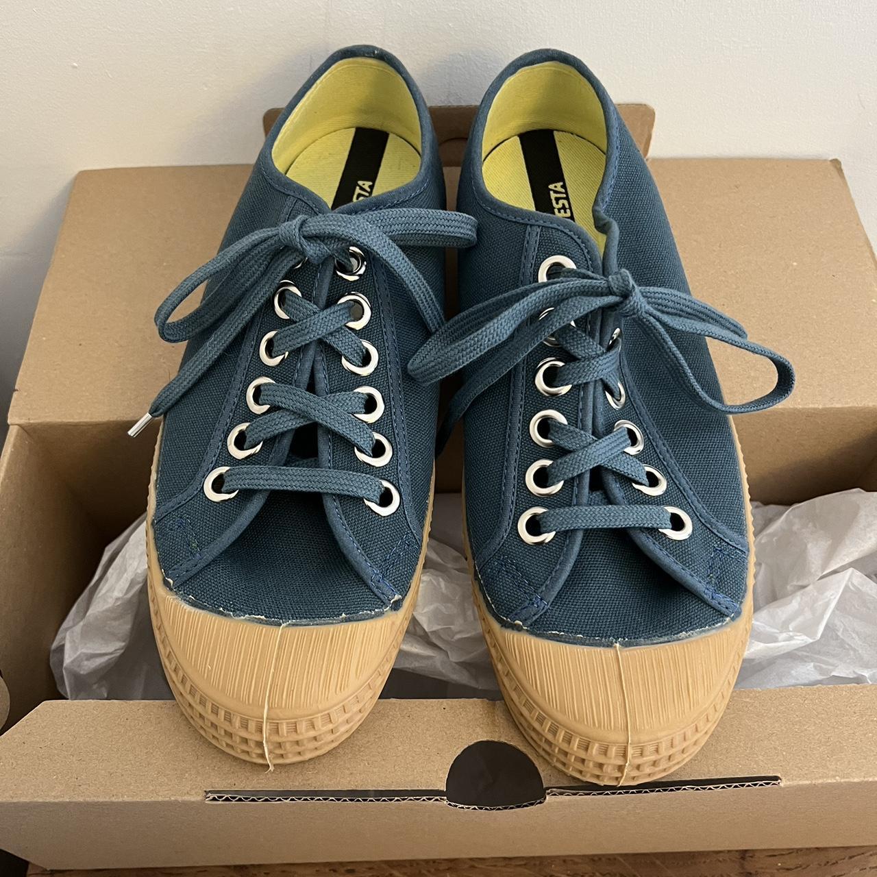 Novesta star master trainers, blue canvas and gum... - Depop