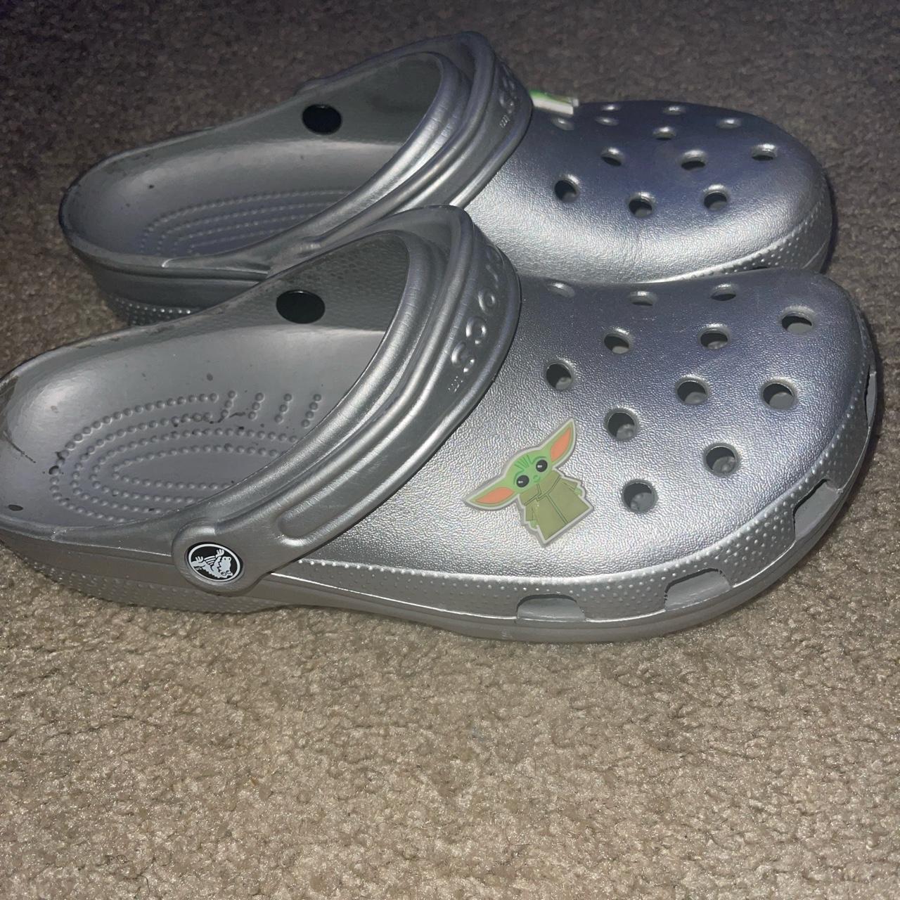 silver star wars yoda crocs got these at disneyland... - Depop