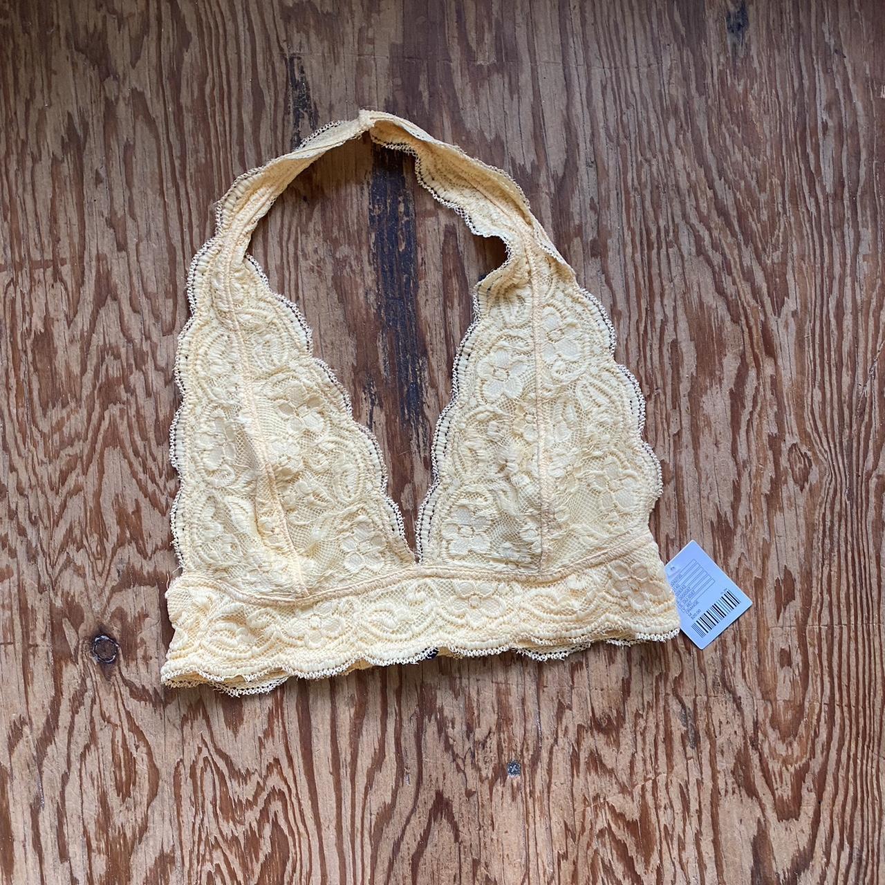 urban outfitters yellow halter bra super soft lace... - Depop