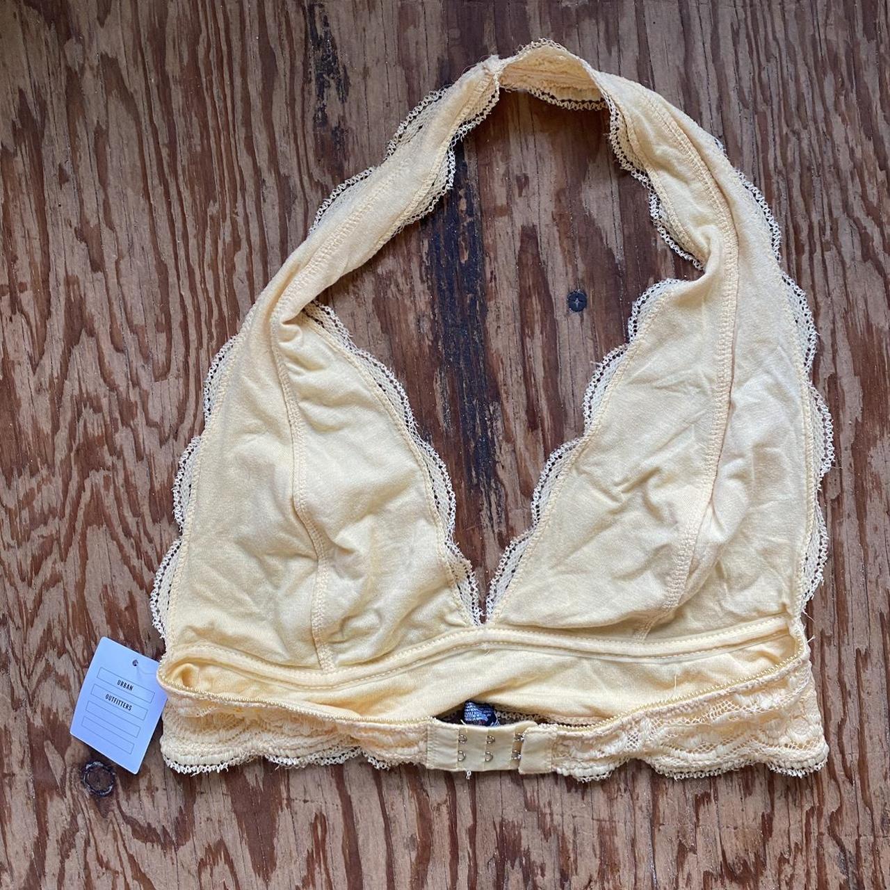 urban outfitters yellow halter bra super soft lace... - Depop