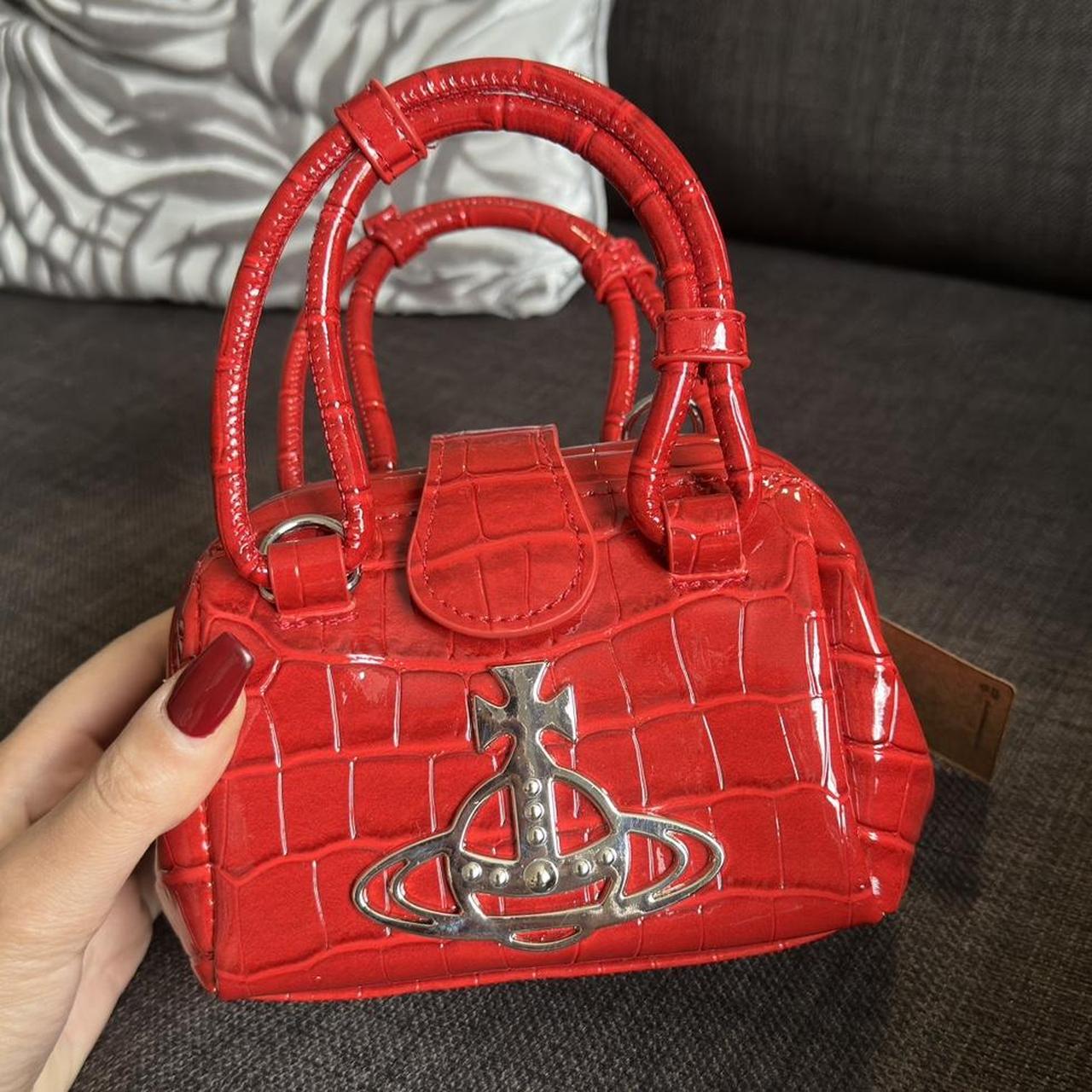 ️ Vivienne Westwood red croc bag, metallic silver... - Depop