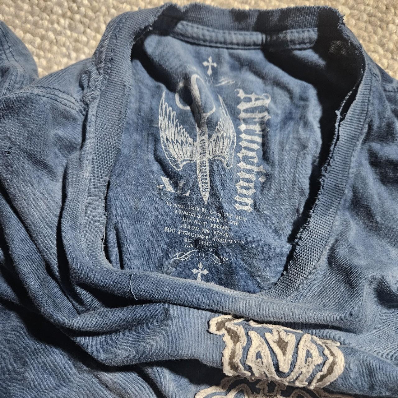 crazy affliction shirt/ nice back and front/size xl - Depop