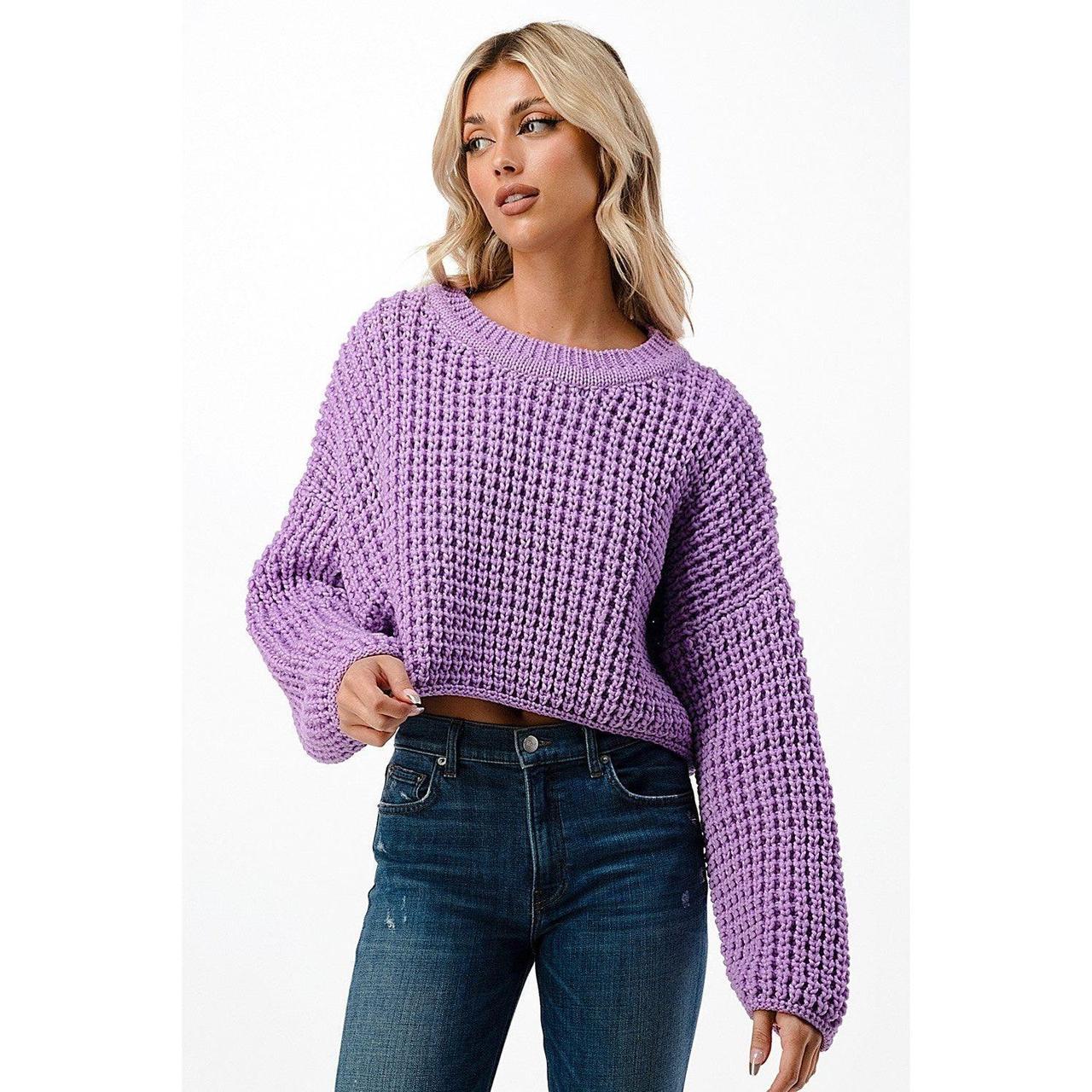 Dance & Marvel Chunky Knit Crop Sweater Cropped... - Depop