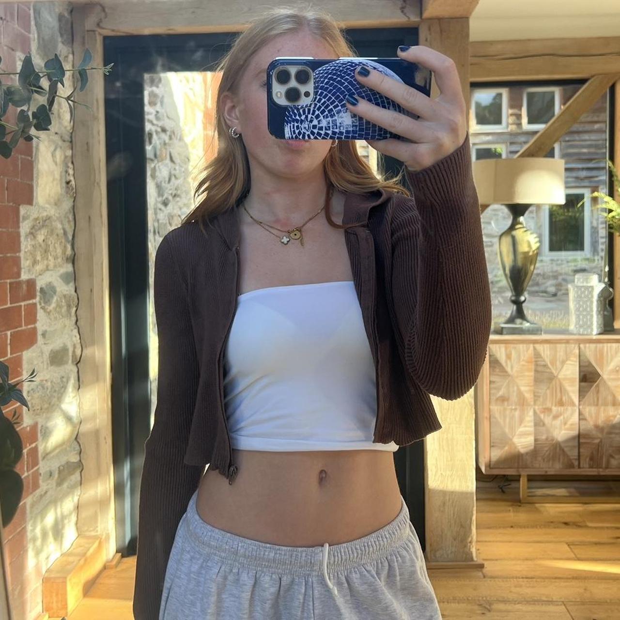 Subdued cropped hoodie ribbed material Really soft... - Depop