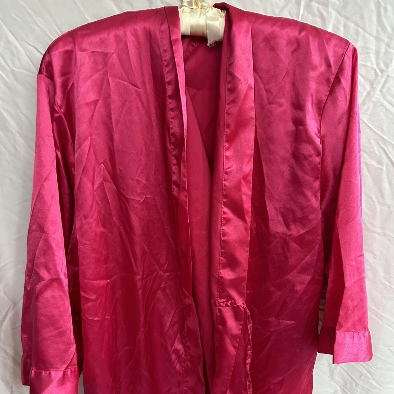 Bright pink silk night robe Size S Super comfy and... - Depop