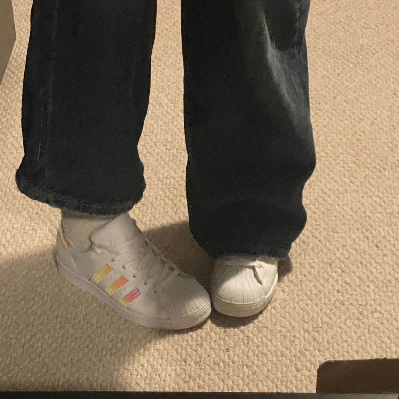 open to offers! adidas superstars with holographic... - Depop