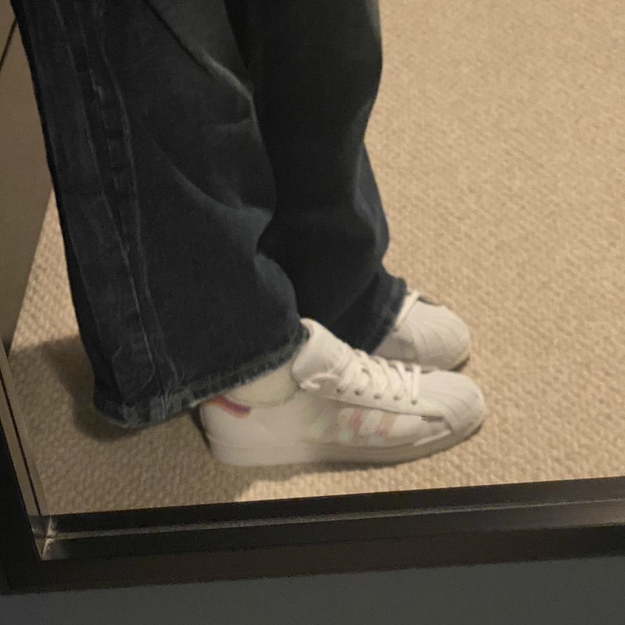 open to offers! adidas superstars with holographic... - Depop