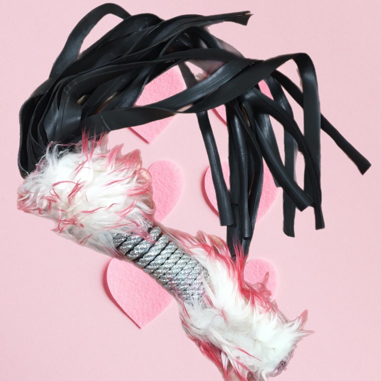 Handmade faux fur whip. Upcycled from tire tube,... - Depop