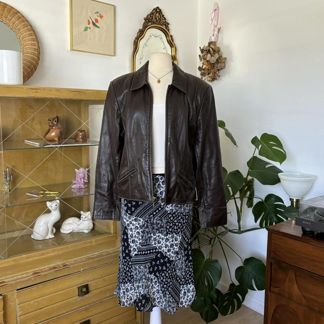 Vintage brown leather jacket made by: Valerie... - Depop