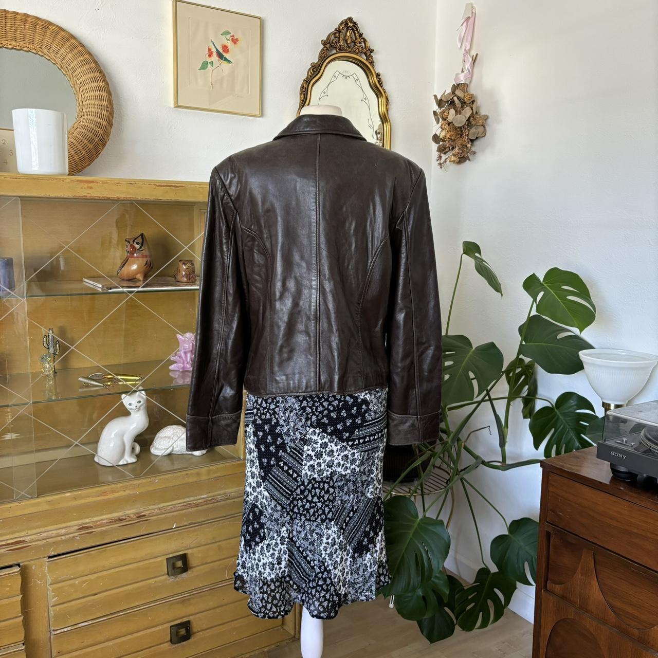 Vintage brown leather jacket made by: Valerie... - Depop