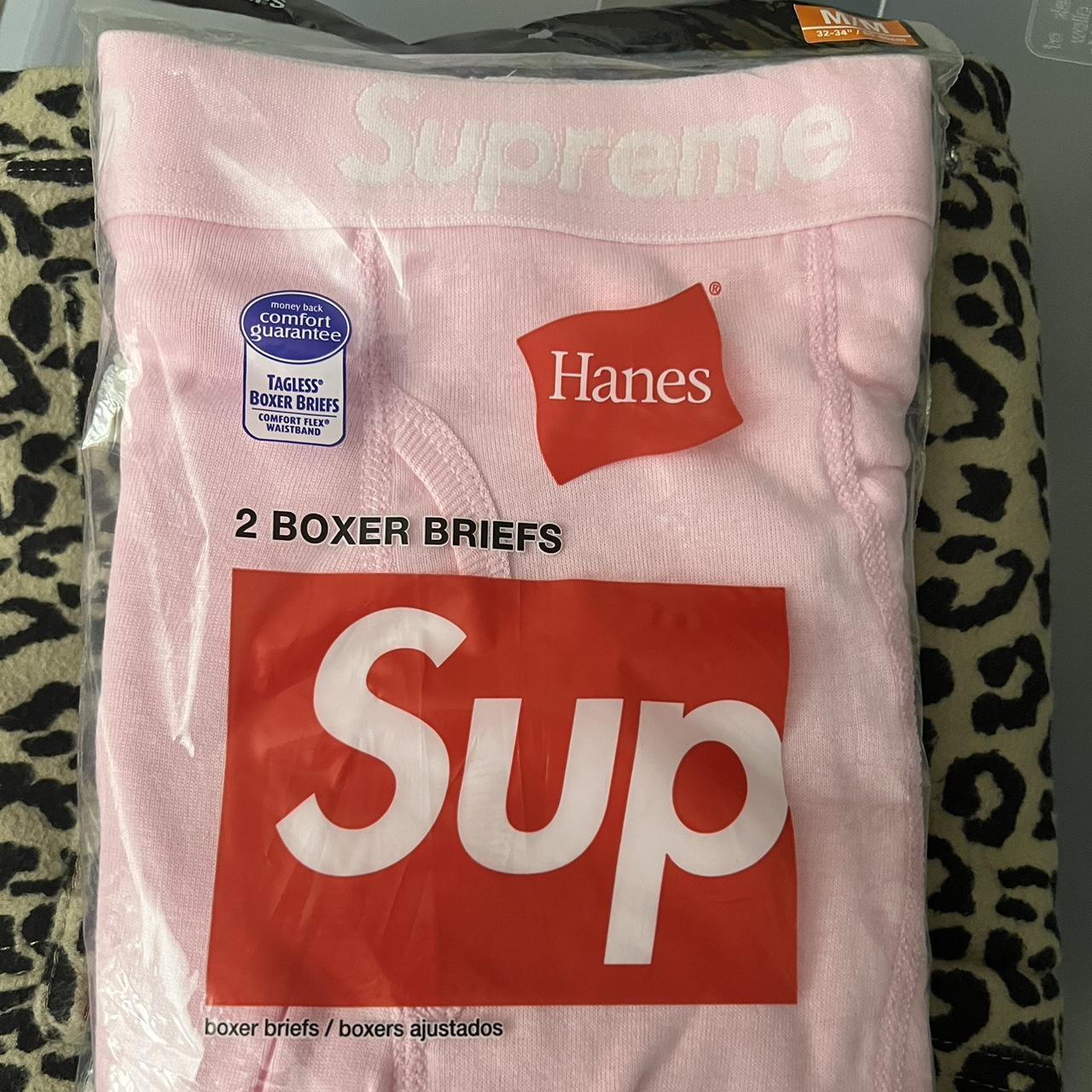 Supreme hanes 2 pack pink boxers Size Medium - Depop