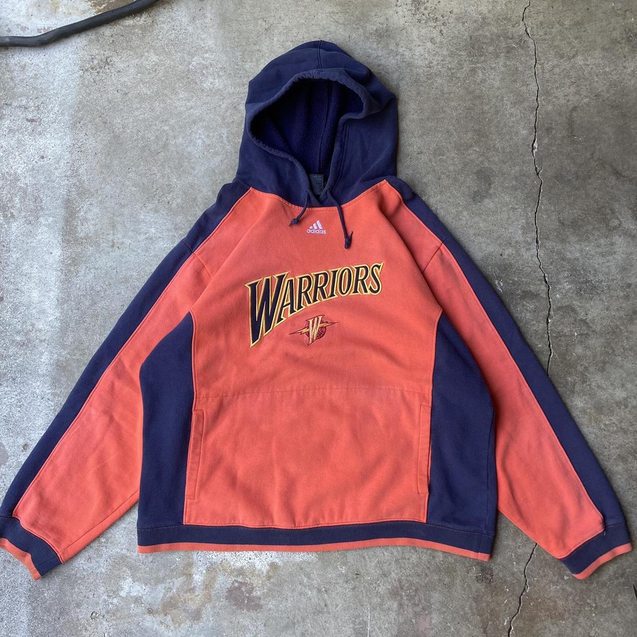 Rare vintage Adidas NBA Warriors orange and navy... - Depop