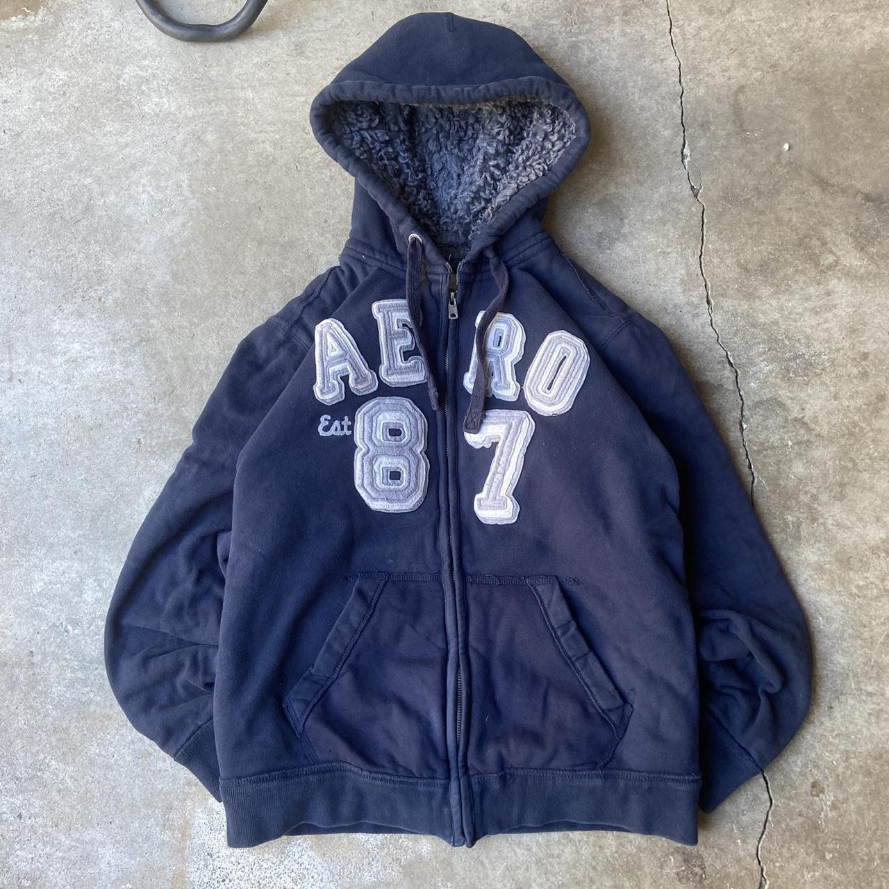 Vintage Y2K Aeropostale zip up hoodie - fur lined -... - Depop