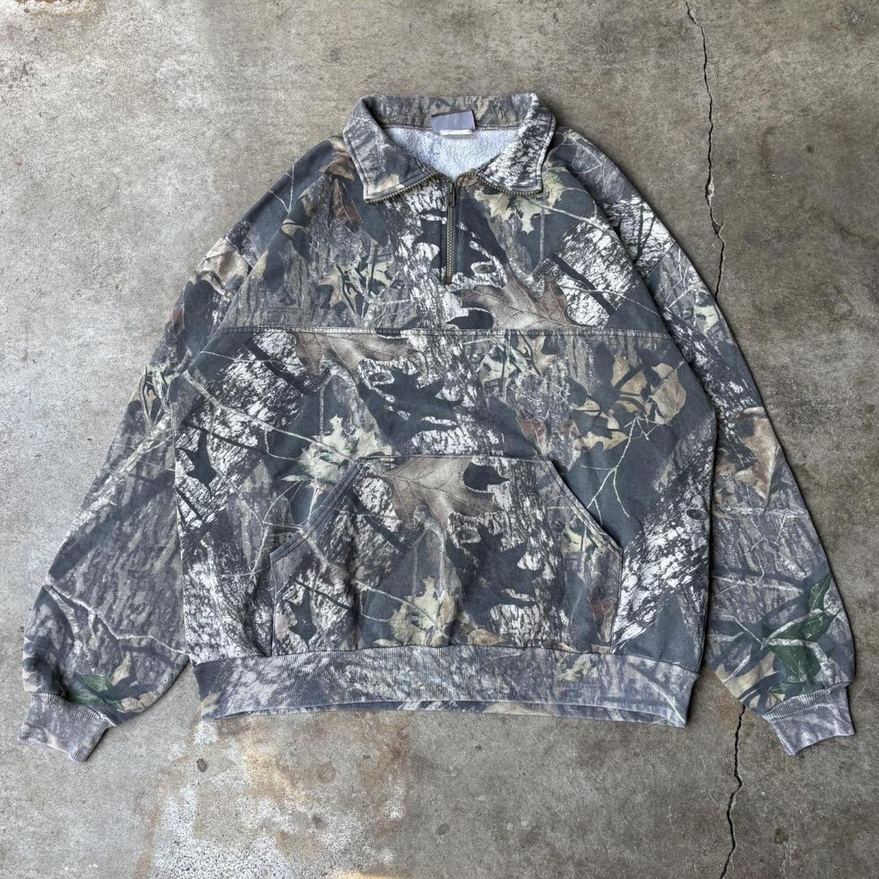 90s faded Realtree camo quarter zip sweater -... - Depop