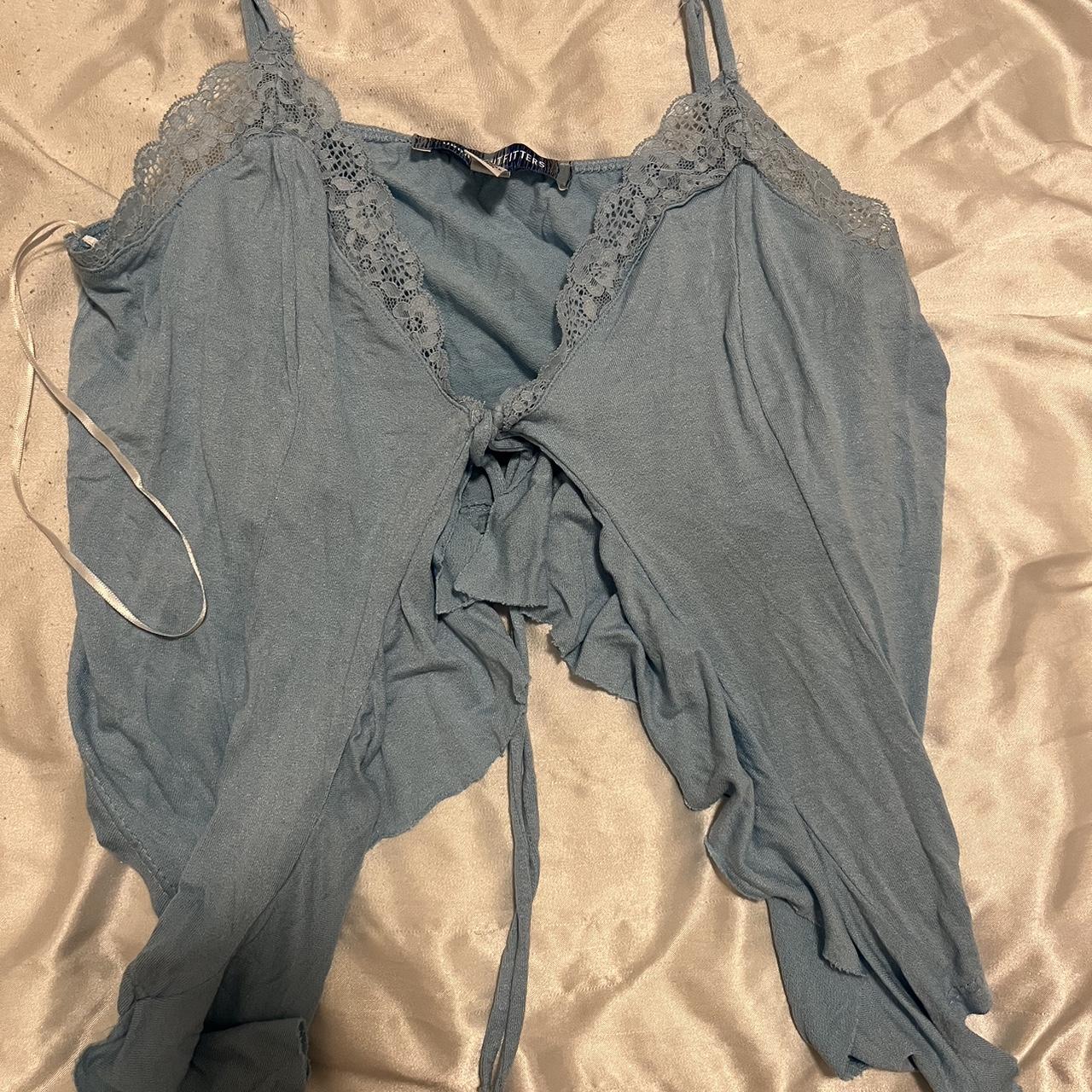 blue urban open front top cropped worn twice - Depop