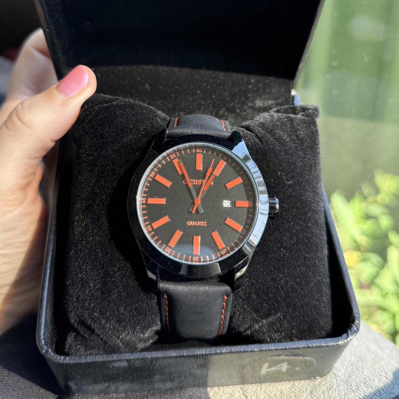 Brand new men’s black and orange watch | Depop