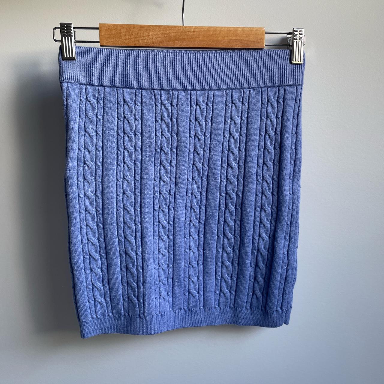 Glassons Blue Cable Knit Cardigan and Mini Skirt. In... - Depop