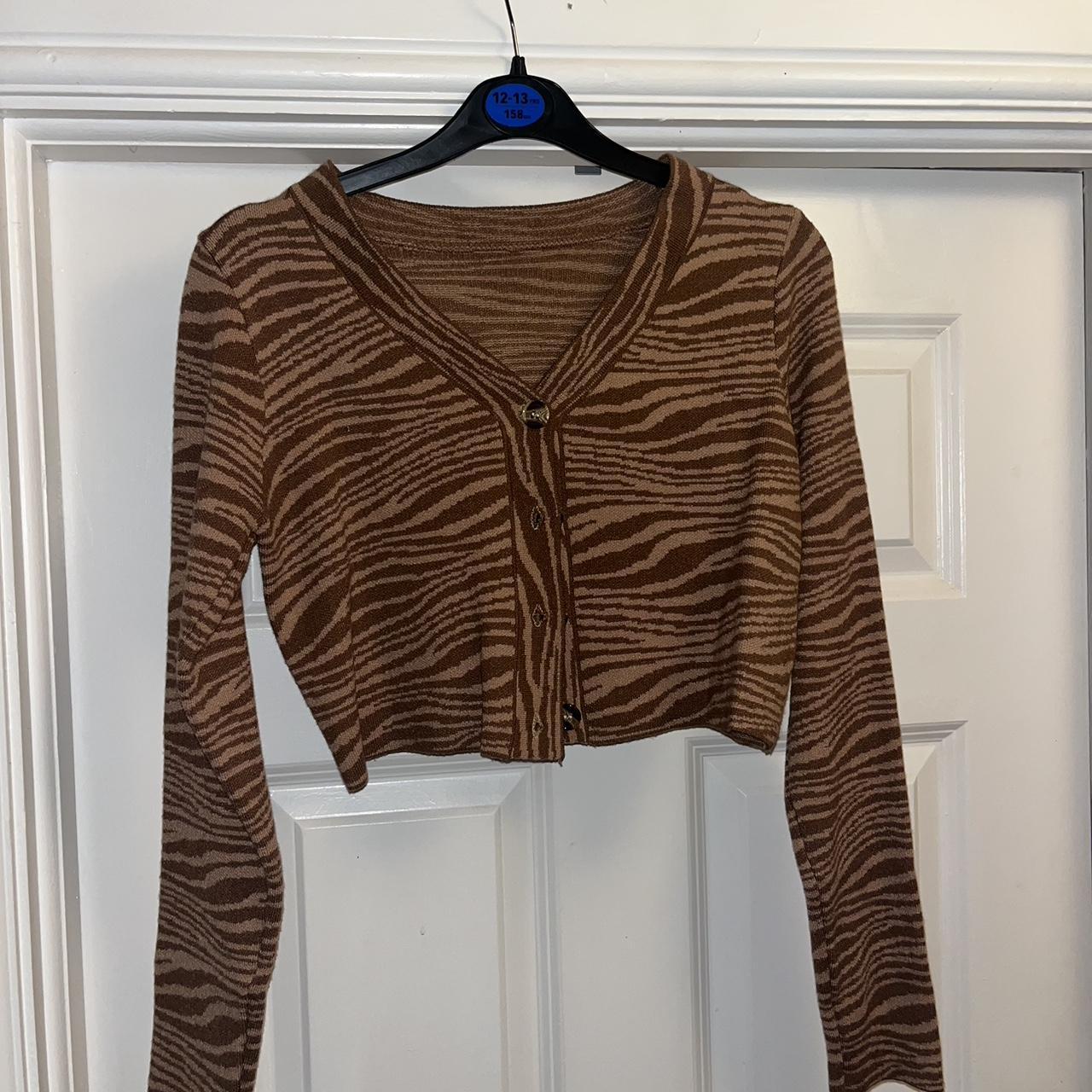 Brown zebra print cardigan #zebraprint - Depop