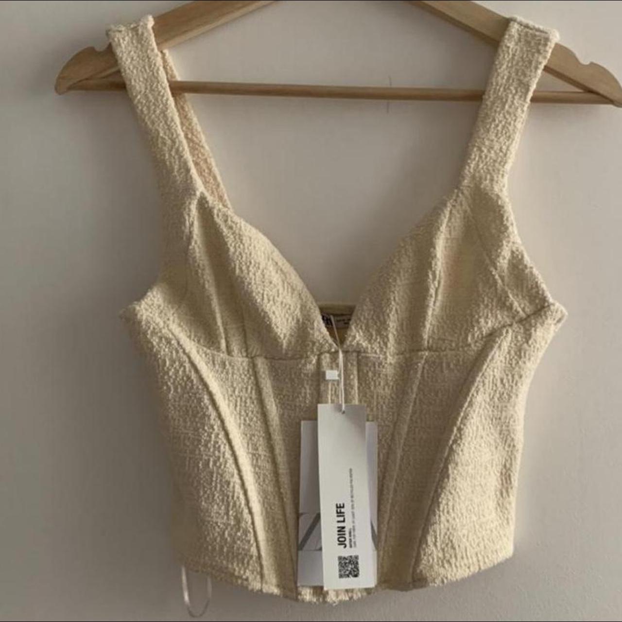 Zara cream corset top crop top size S (size... - Depop