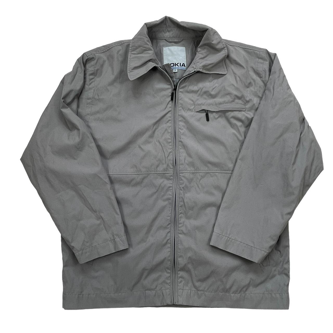 Vintage NOKIA by Backtee Men’s Jacket Full Zip Grey... - Depop