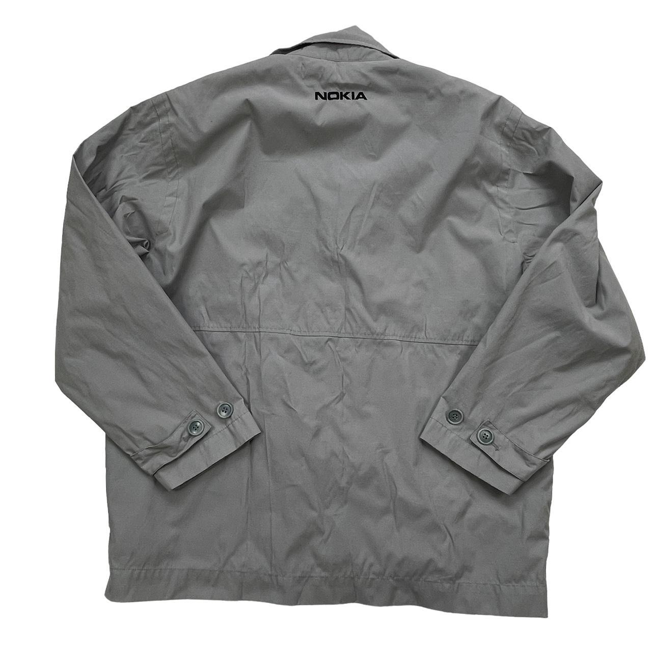 Vintage NOKIA by Backtee Men’s Jacket Full Zip Grey... - Depop