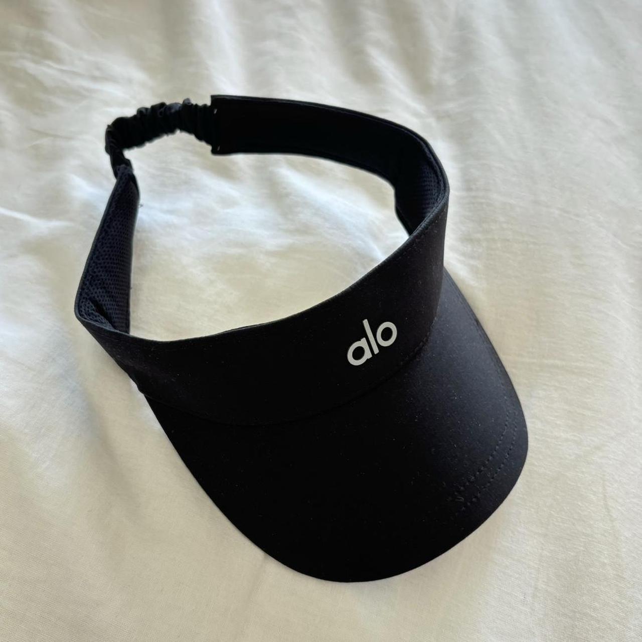 alo yoga black performance visor hat worn 3-4x,... - Depop