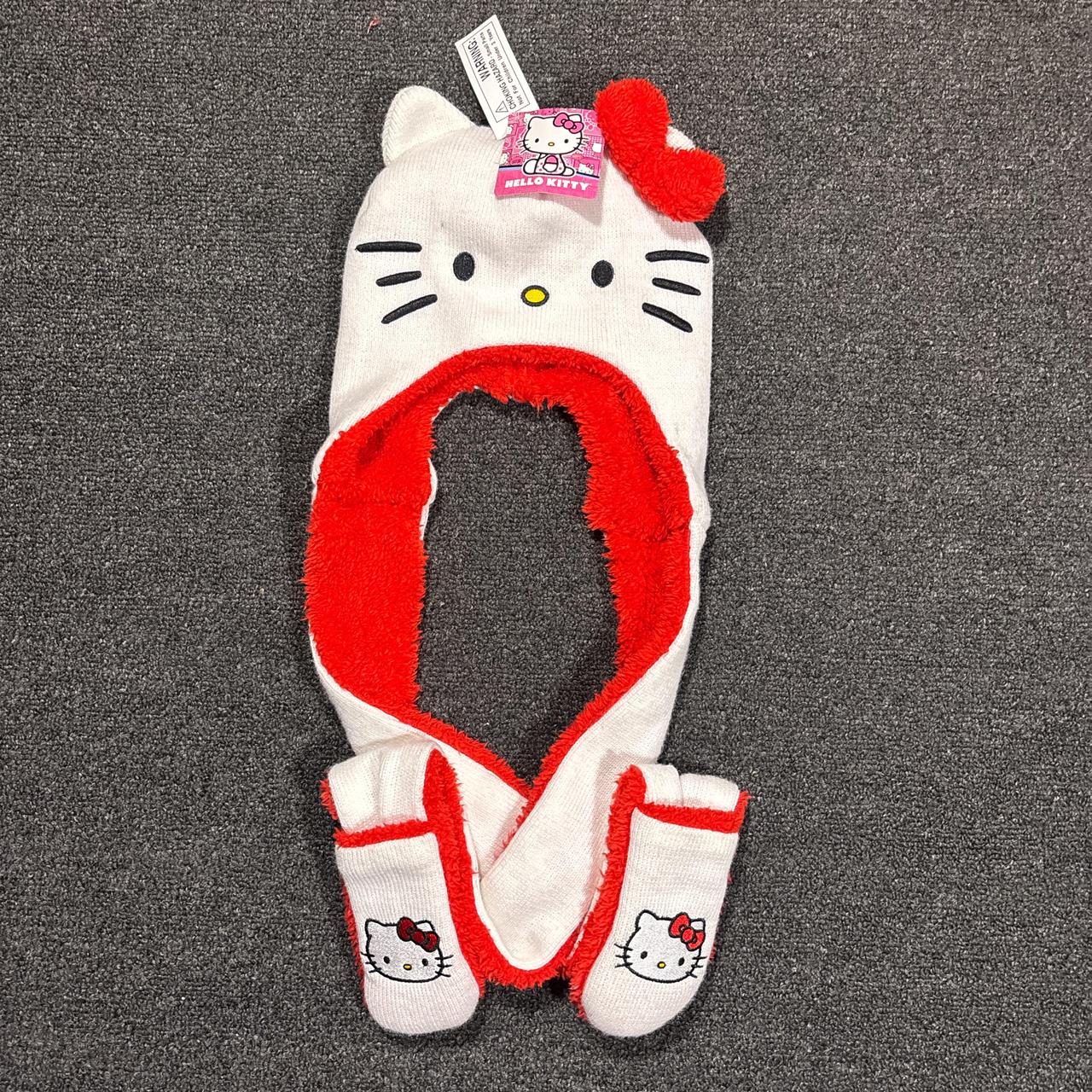 2000s Y2K Scene Hello Kitty Beanie Sanrio Licensed... - Depop