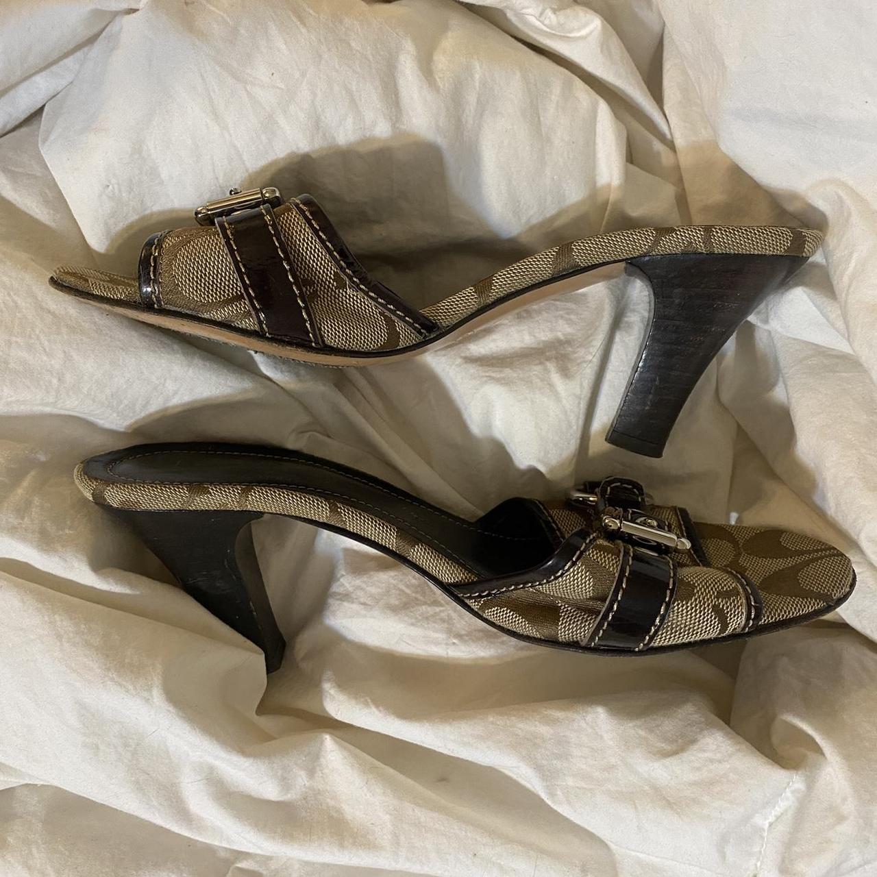 Beautiful classic monogram coach heels with silver... - Depop