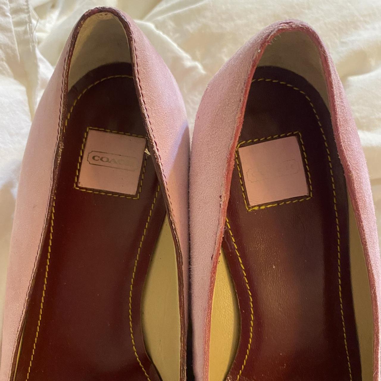 Coach suede pink block kitten heels with brass... - Depop