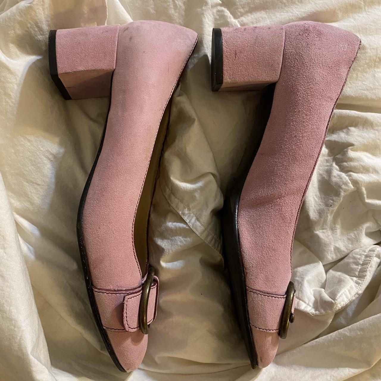 Coach suede pink block kitten heels with brass... - Depop