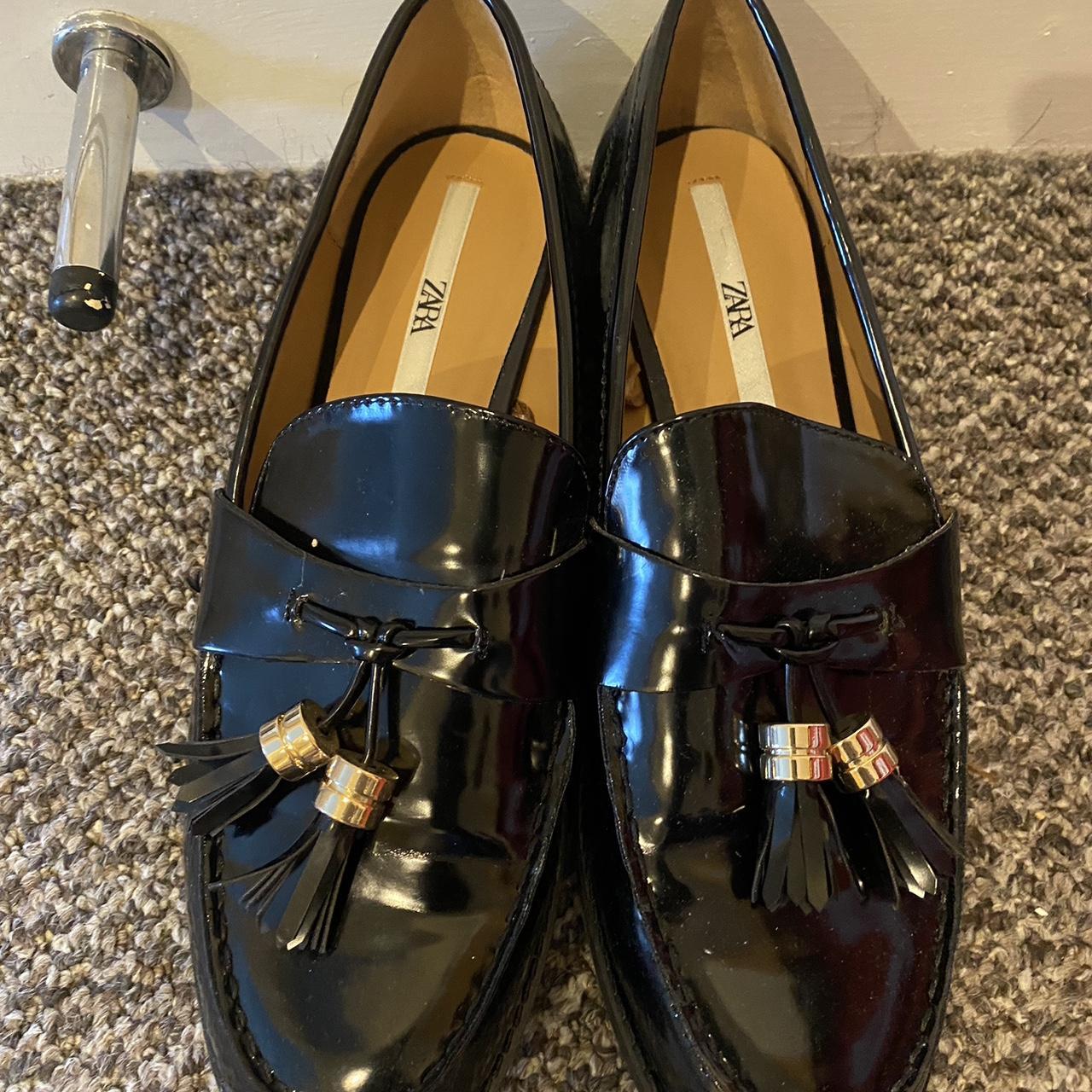 Zara shiny leather loafer EU 40... - Depop